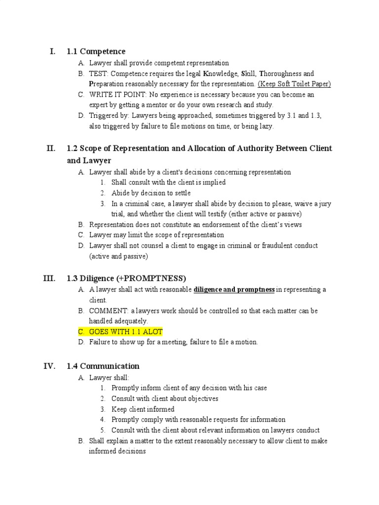 Personal Professional Responsibility Outline | PDF | Practice Of Law ...