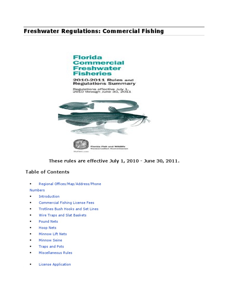Freshwater Commercial Fishing Regulations | PDF | License ...