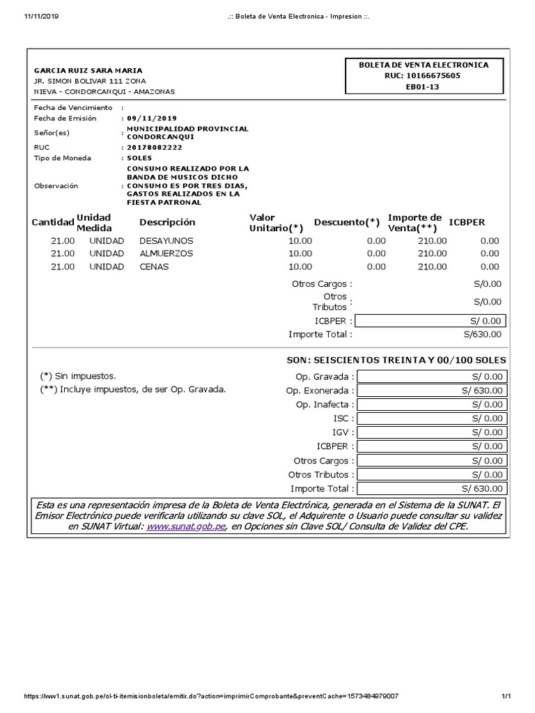 Boleta de Venta Electronica - Impresion | PDF | Business
