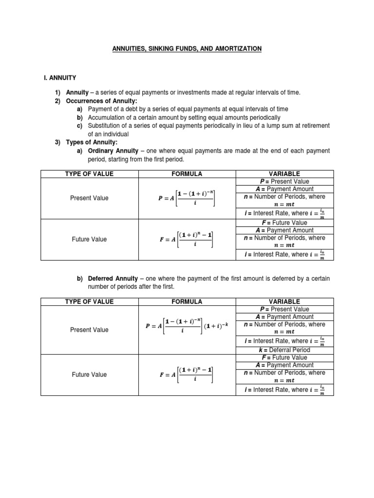 Annuities Sinking Fund and Amortization | PDF | Present Value | Amortization (Business)