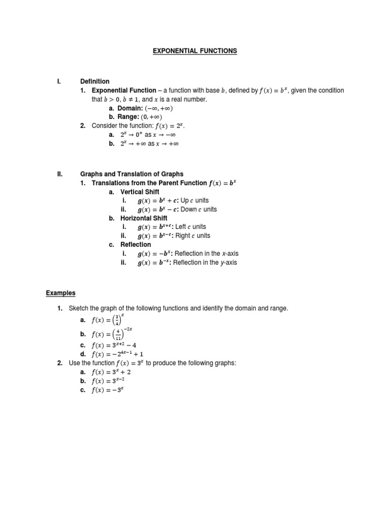 Exponential Function Pdf Exponential Function Exponentiation