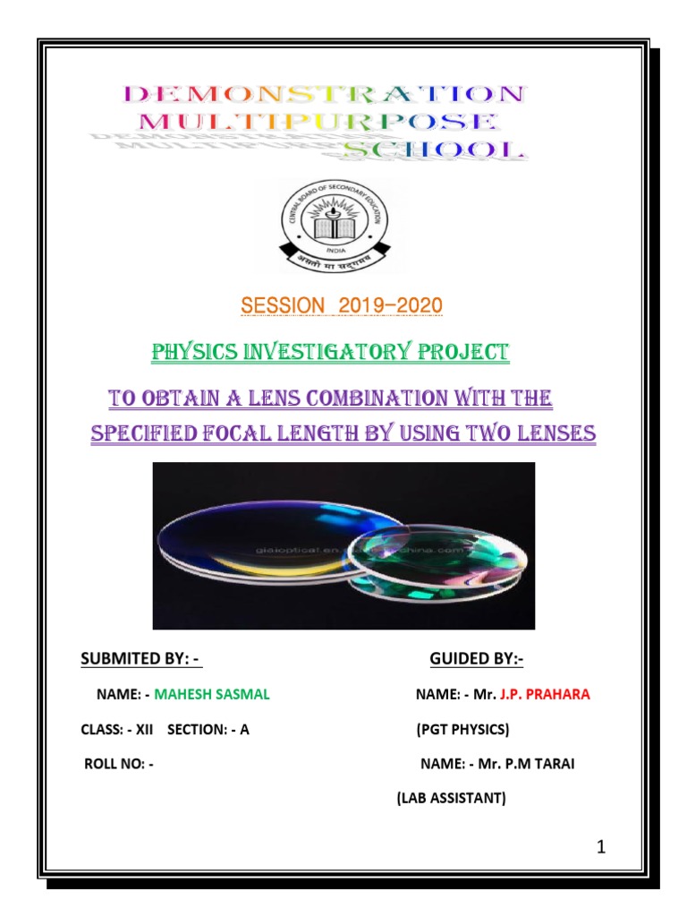 Combination of Lenses | PDF | Atomic | Glass Engineering And Science