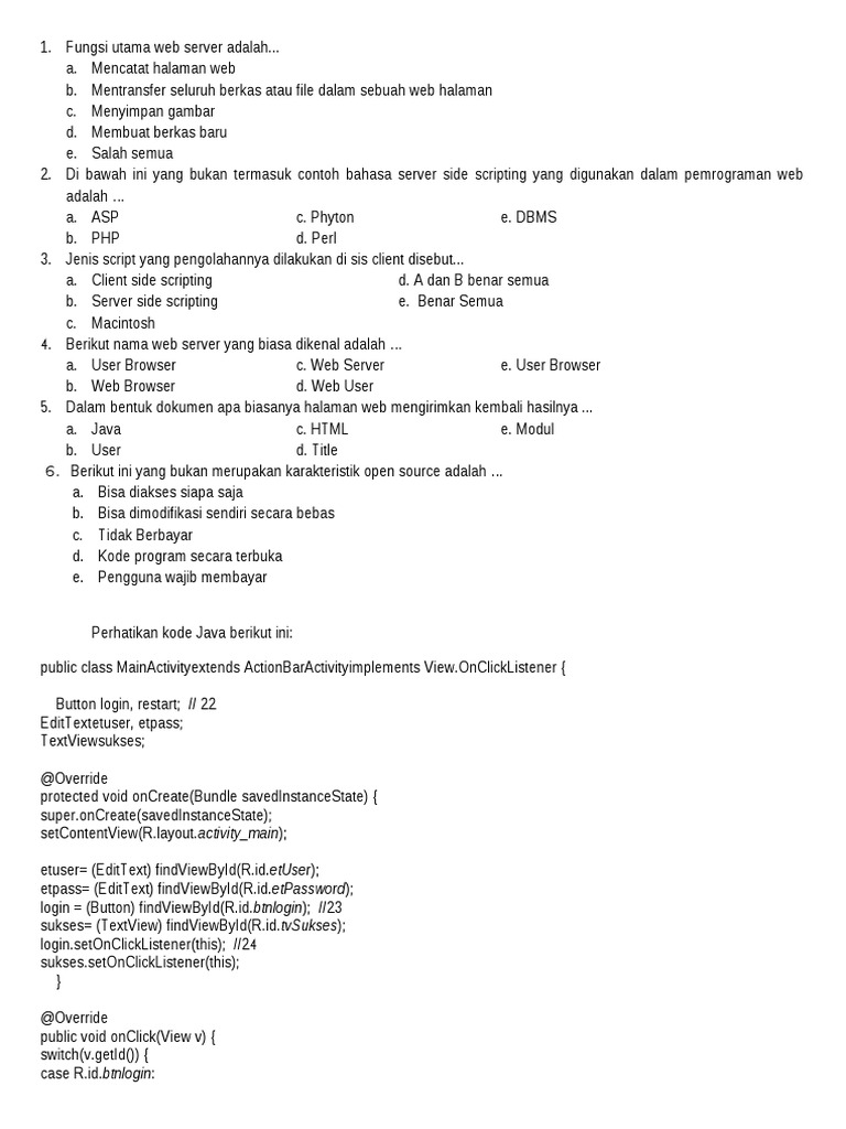 Kuis dan Konsep Dasar Pemrograman Web | PDF | Teknologi & Rekayasa