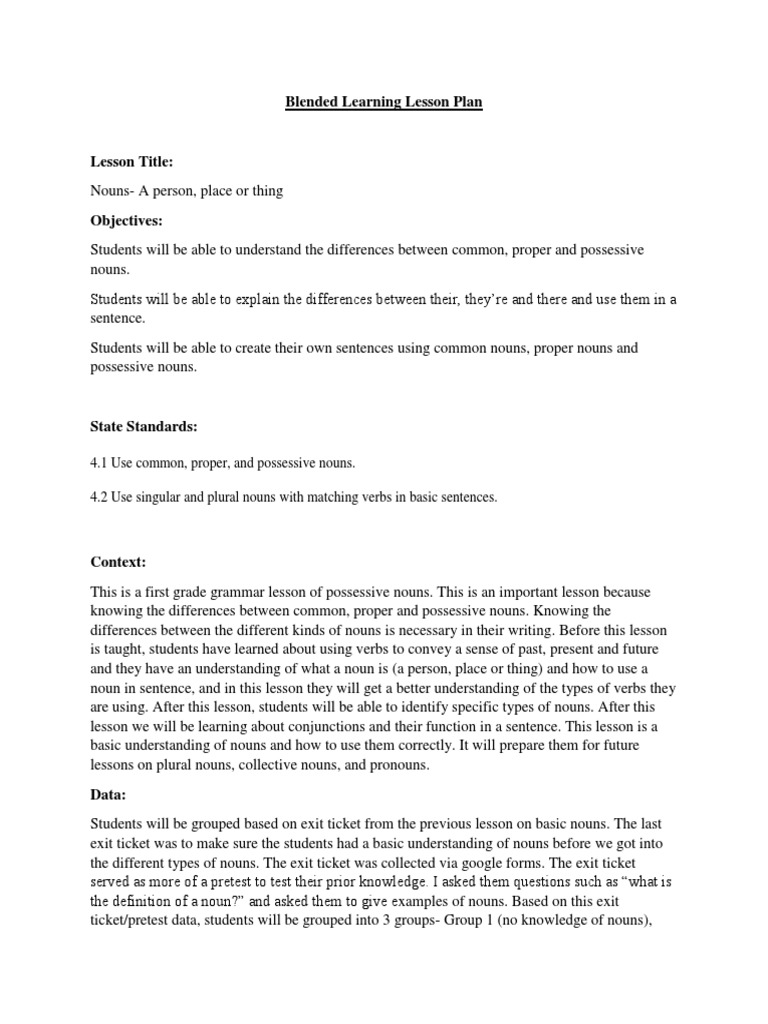 Mastery Project 5-Blended Learning Lesson | PDF | Noun | Plural