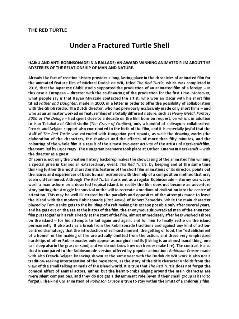 RED TURTLE Article English | PDF