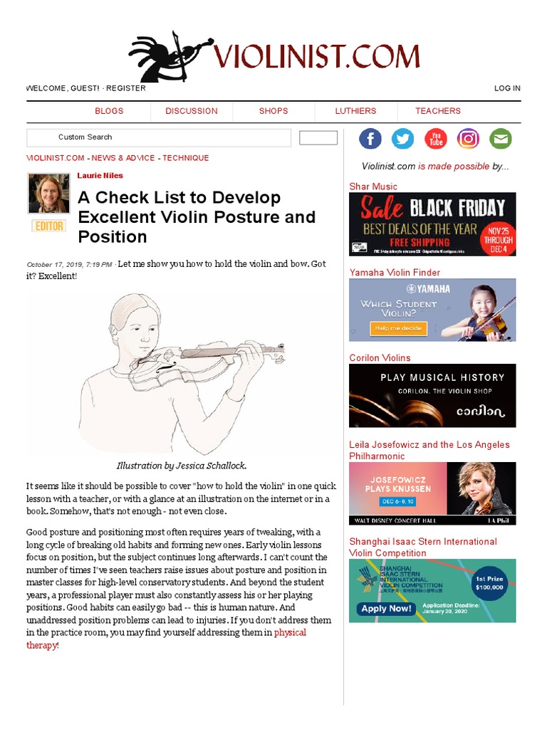 A Check List To Develop Excellent Violin Posture and Position | PDF ...