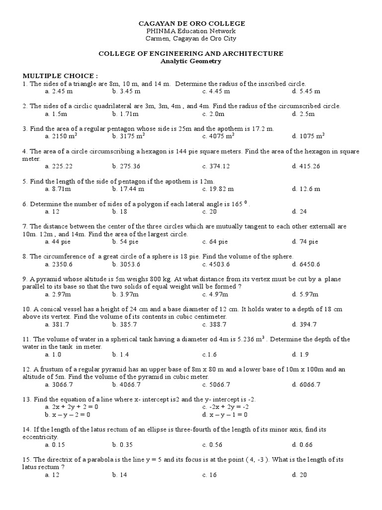 Analytic Geometry | PDF | Ellipse | Euclidean Geometry