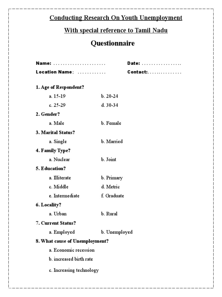 61671273-Unemployment-Questionnaire.doc | Social Sciences | Unemployment