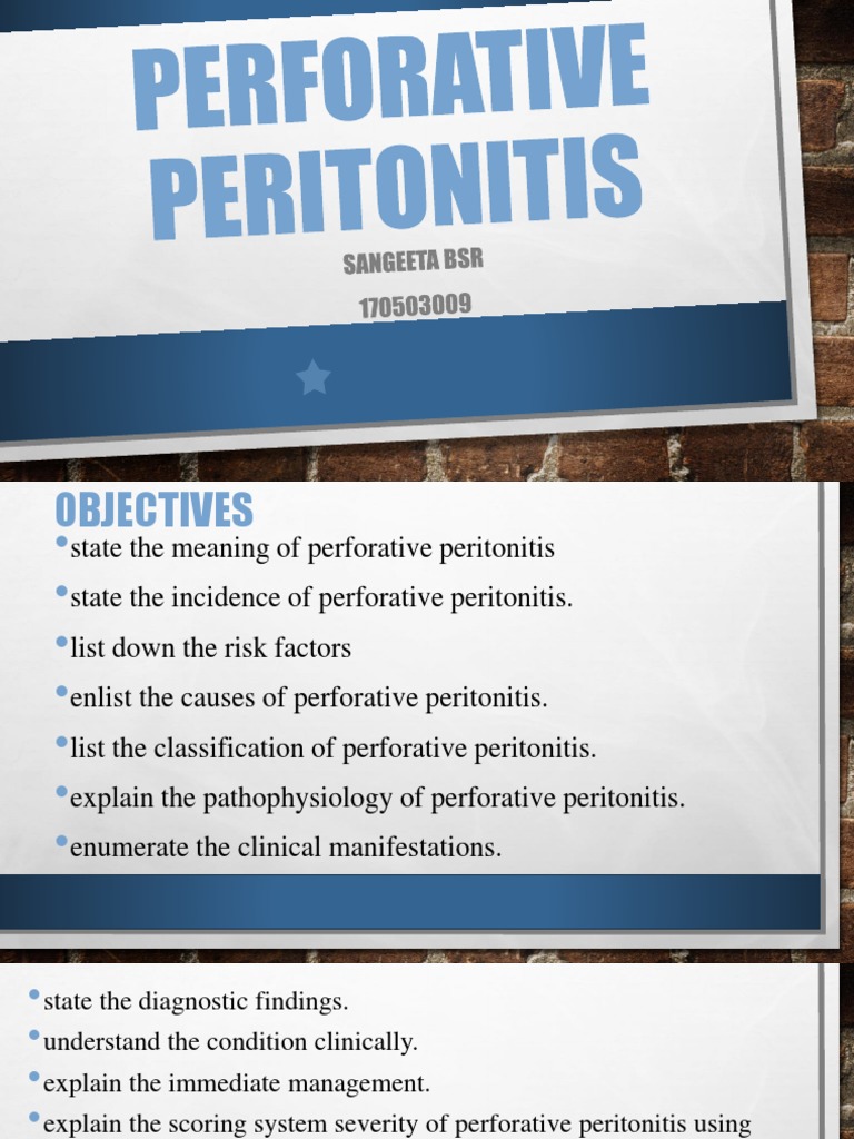 Perforative Peritonitis Overview and Management | PDF | Peritoneum ...