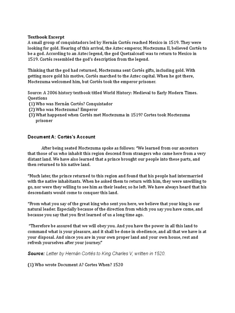 Moctezuma's Welcome to Cortés: Accounts Compared | PDF | Hernán Cortés