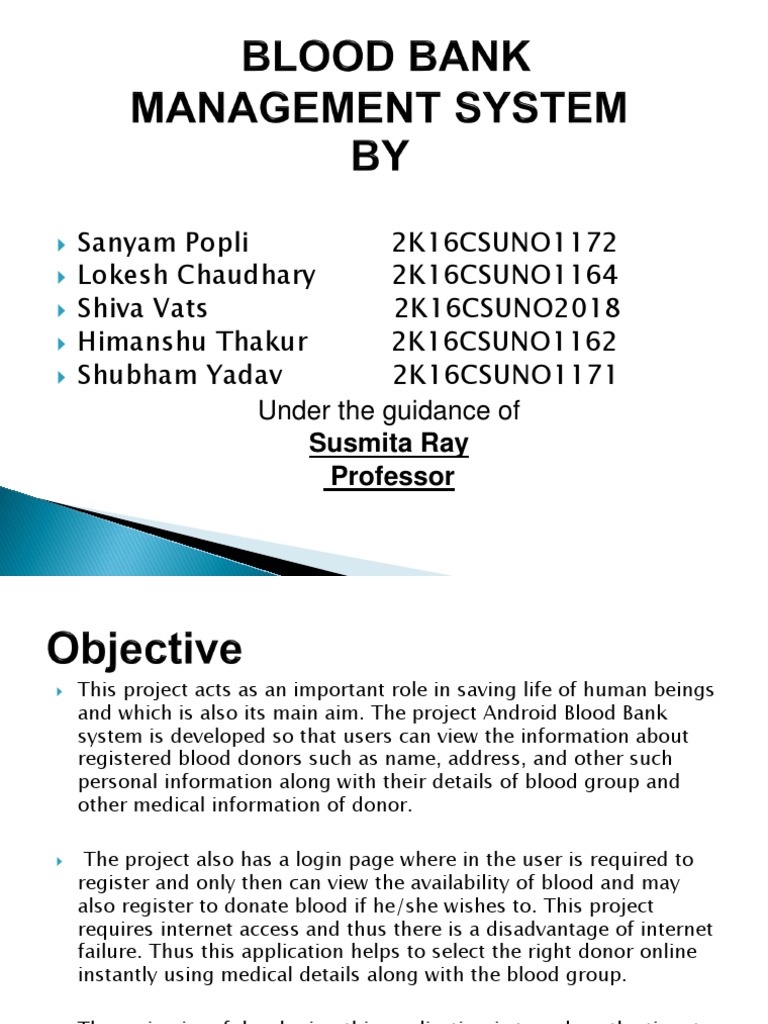 Blood Bank Presentation | PDF | Android (Operating System) | Mobile App