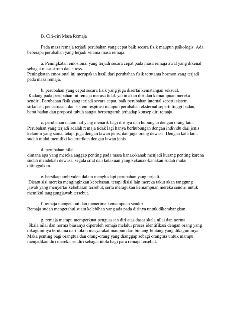 B. Ciri Remaja | PDF