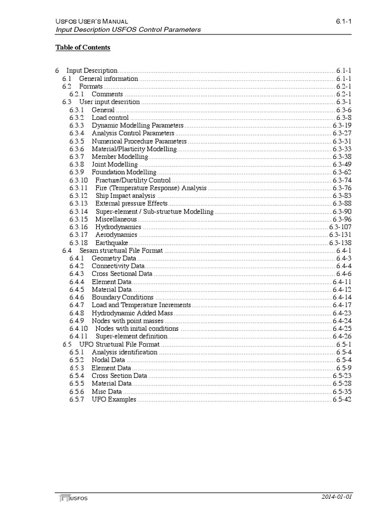 USFOS Software Input Description | PDF | Parameter (Computer ...