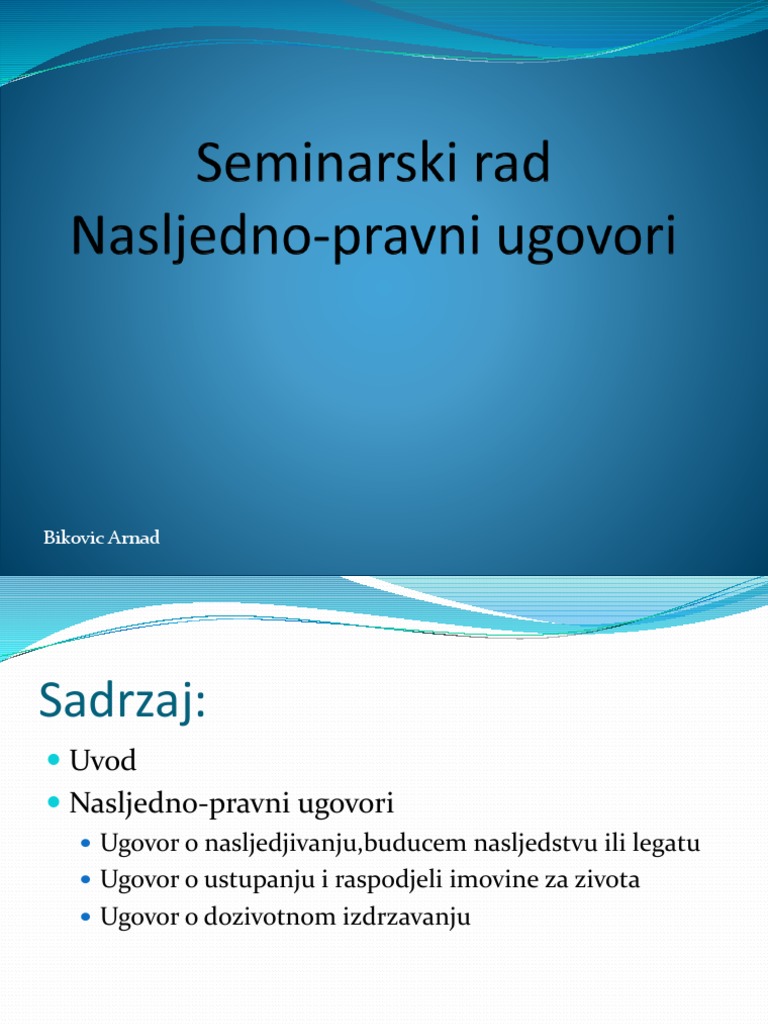 Seminarski Rad-Nasljedno Pravo | PDF
