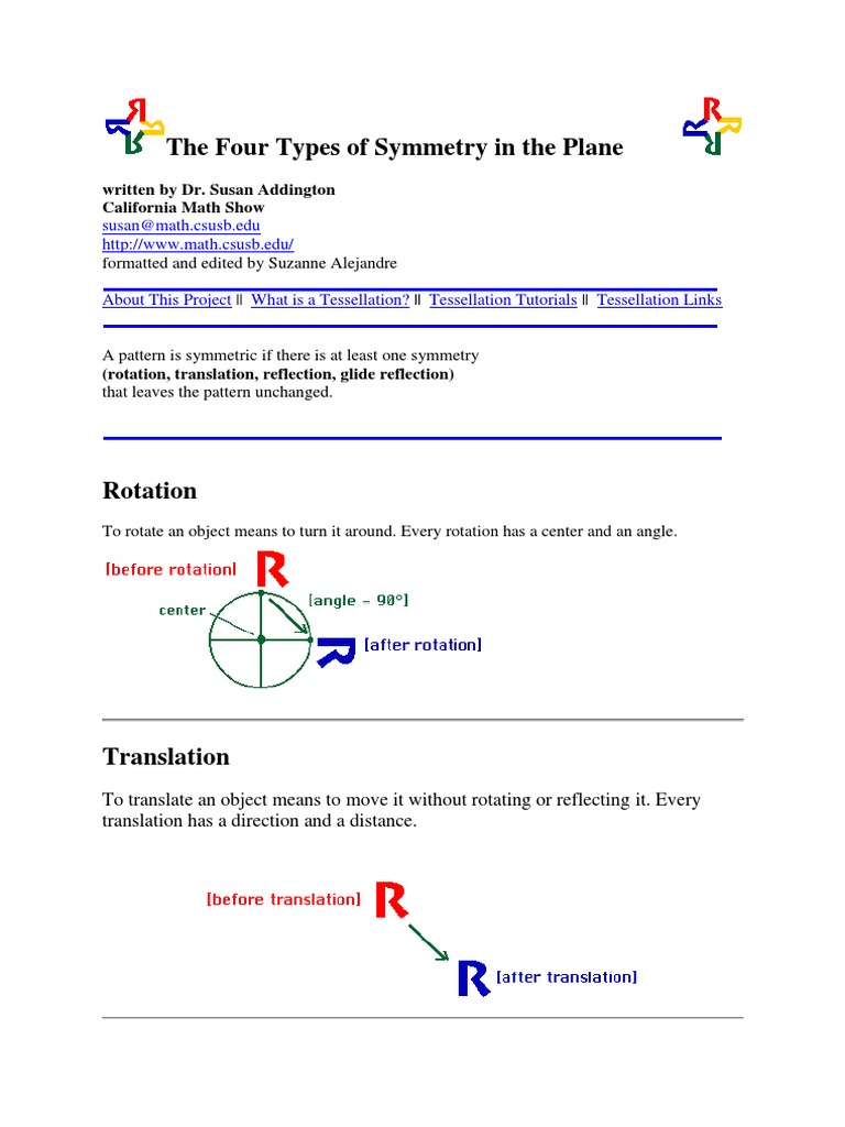 4 Types of Symmetry in The Plane | PDF | Symmetry | Pattern