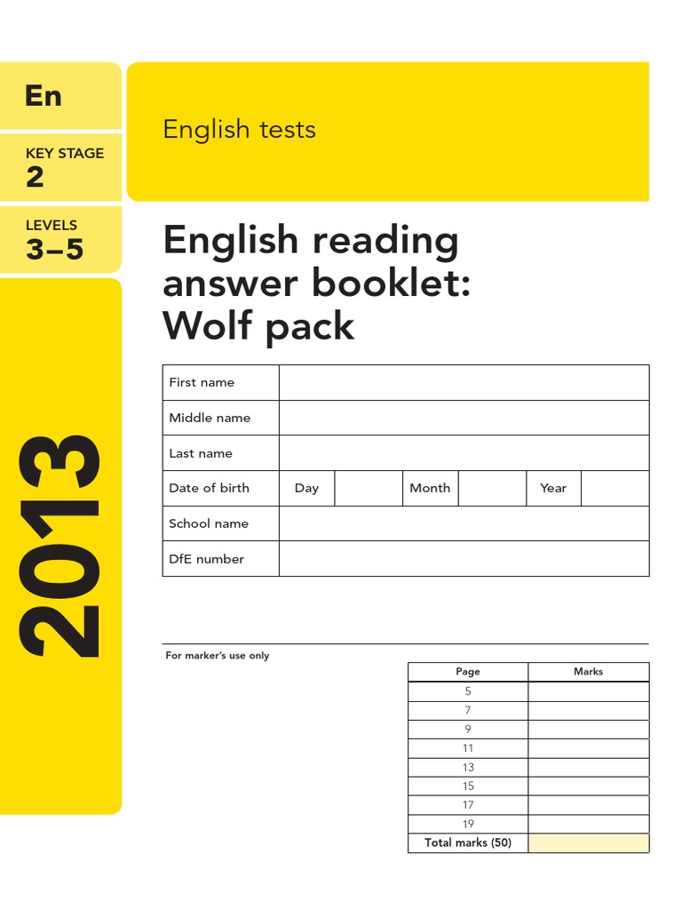 2013 KS2 Reading Answer Booklet PDF | PDF | Shere Khan | The Jungle Book
