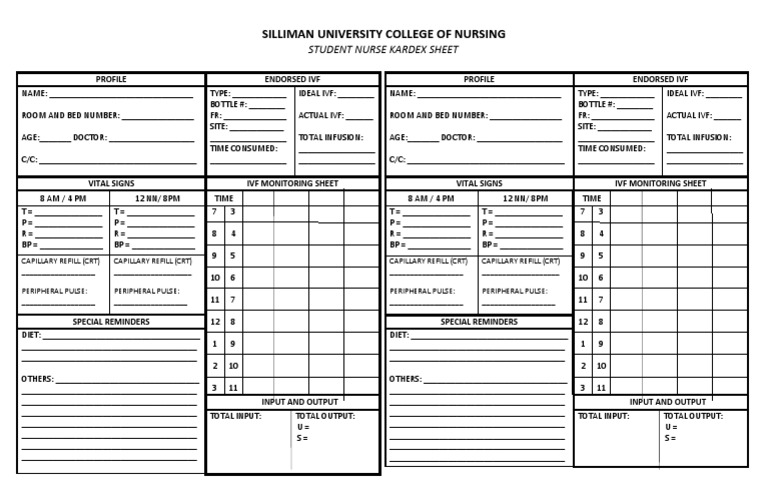 Nursing Kardex Sheet Template | PDF | Health Care | Health Sciences
