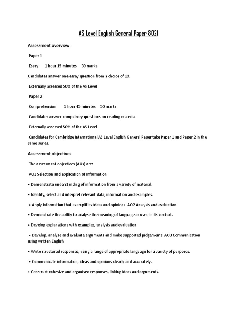 As Level English General Paper 8021 | PDF