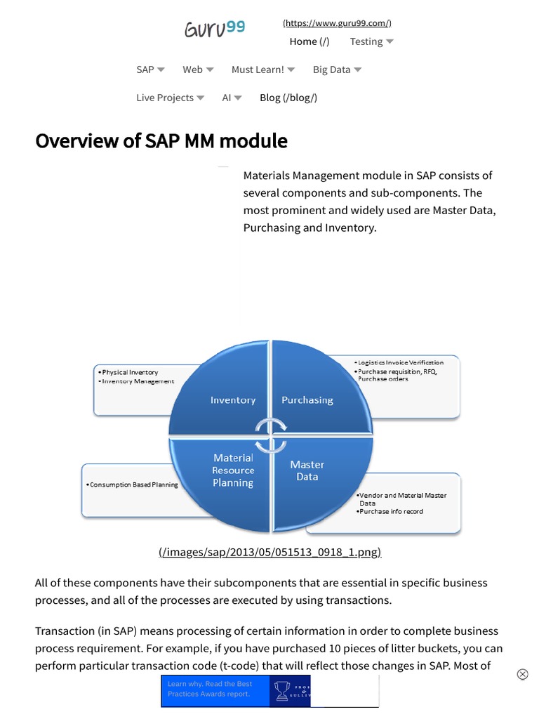 Overview of SAP MM Module PDF | PDF | Receipt | Sap Se