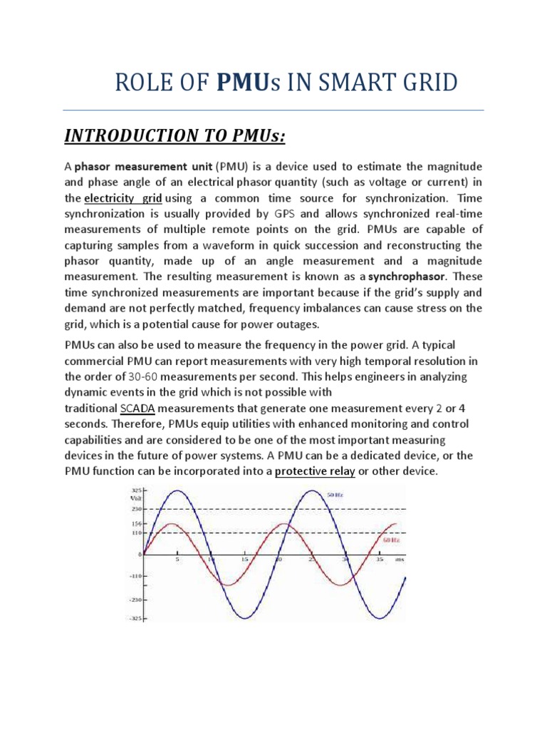 Role Of Pmus In Smart Grid Pdf Electrical Grid Electromagnetism
