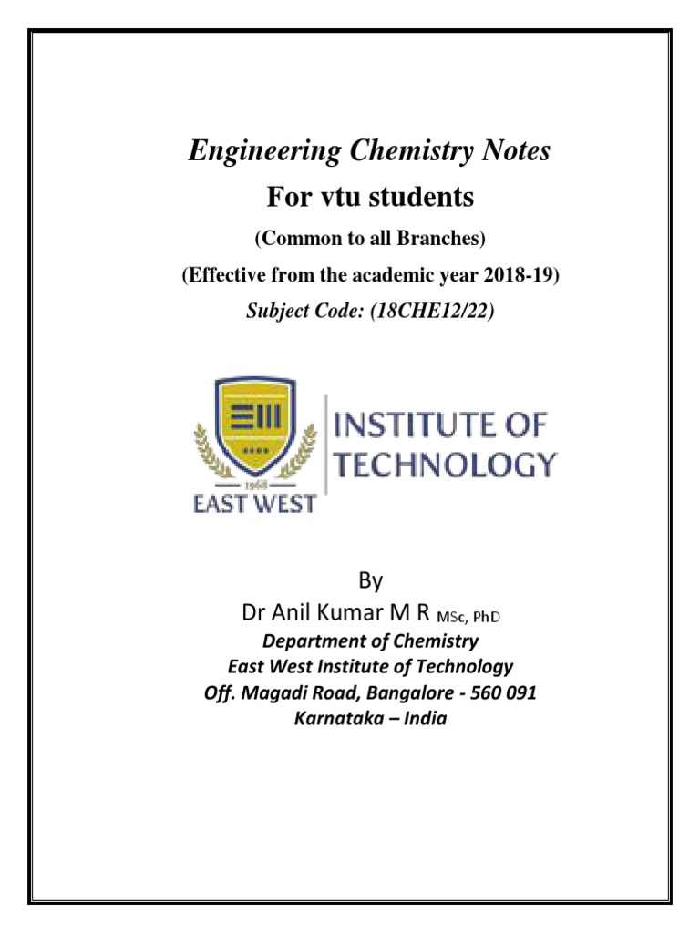 Engineering Chemistry Notes For Vtu Stud PDF | PDF | Corrosion ...