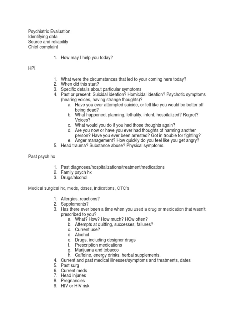 Psychiatric Evaluation | PDF | Substance Abuse | Drugs