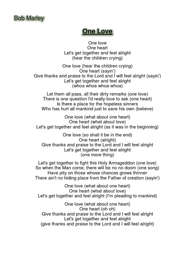 Bob Marley - One Love | PDF | Religion & Spirituality