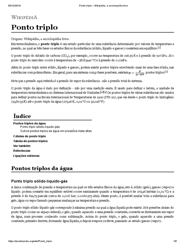 Ponto Triplo | PDF | Termodinâmica | Engenharia Mecânica