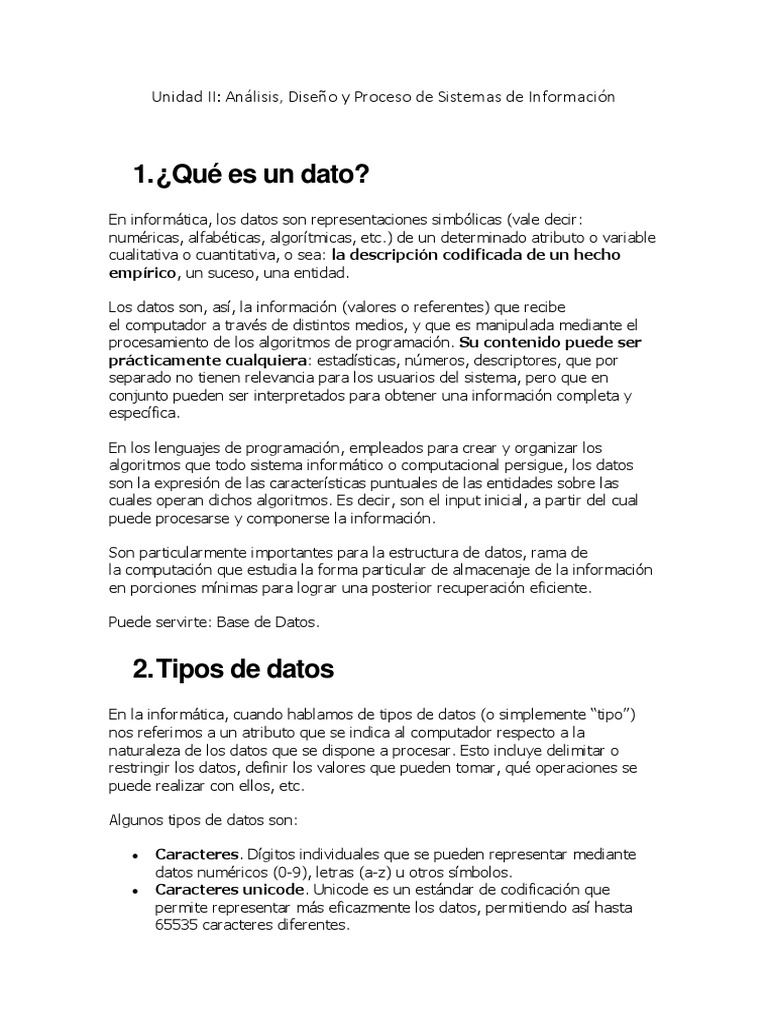 Que Es Dato | PDF | Datos | Tipo de datos