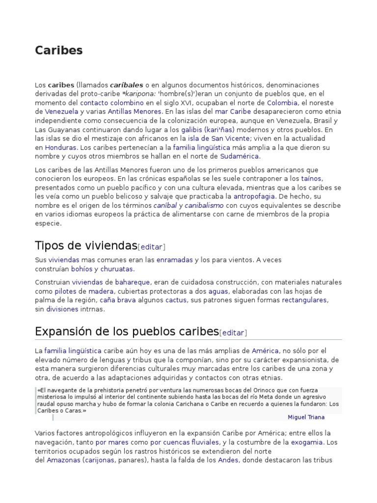 Indios Caribes | PDF | Pueblos Indígenas de las Américas