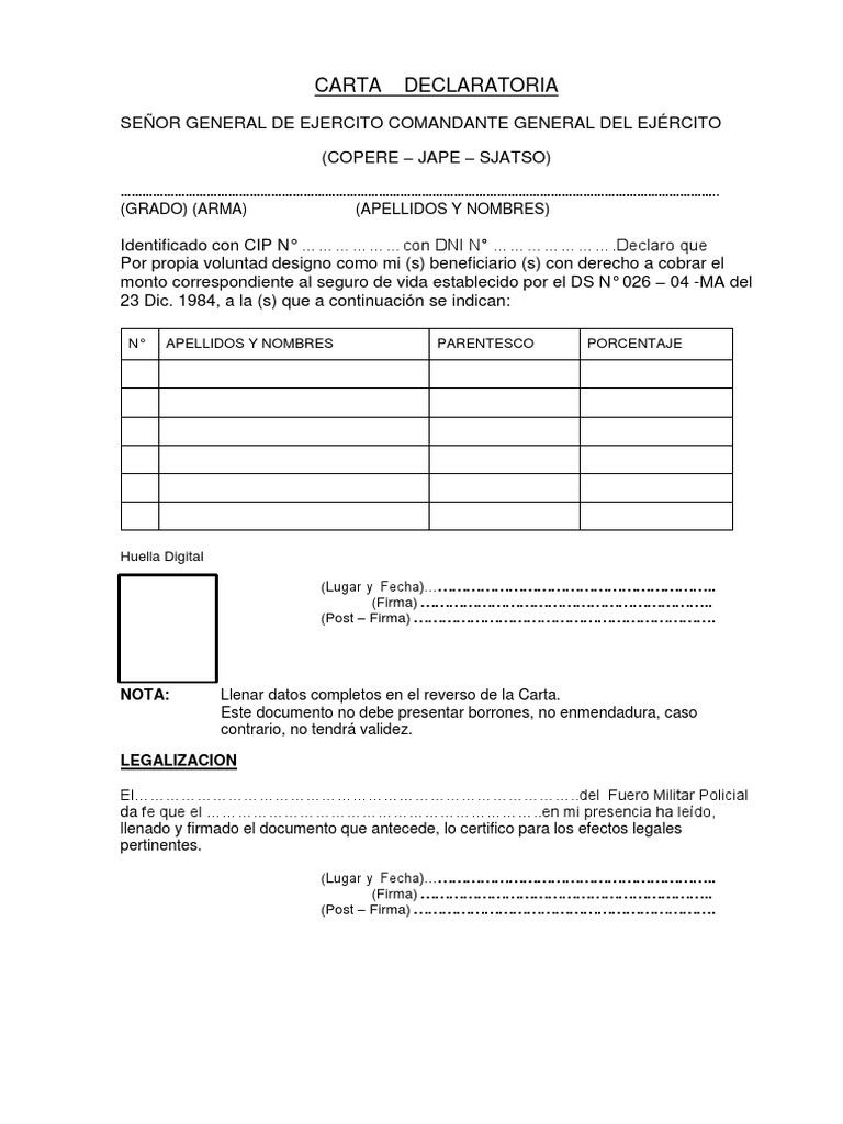 Carta Declaratoria | PDF