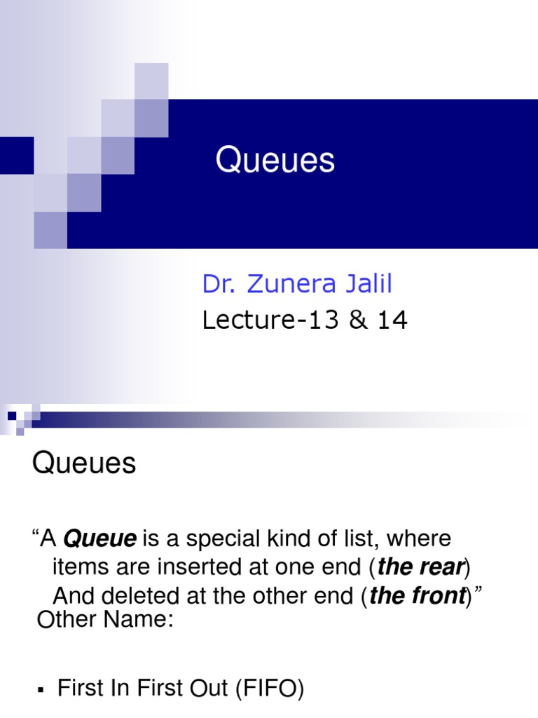 DS-Lecture 13 & 14 Queues | PDF | Queue (Abstract Data Type) | Software Engineering