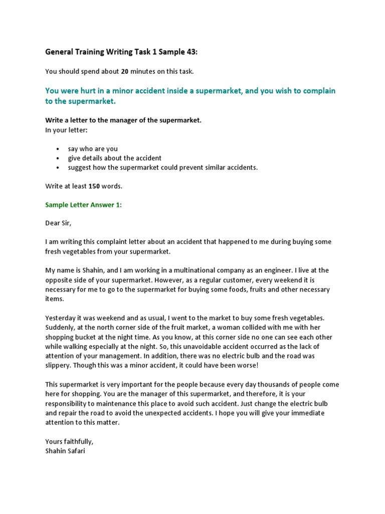 General Training Writing Task 1 Sample 43 PDF | PDF | Supermarket ...