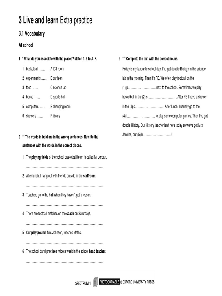 Actividades Refuerzo Inglés 1 ESO Unit 3 Oxford | PDF | Semiotics | Languages