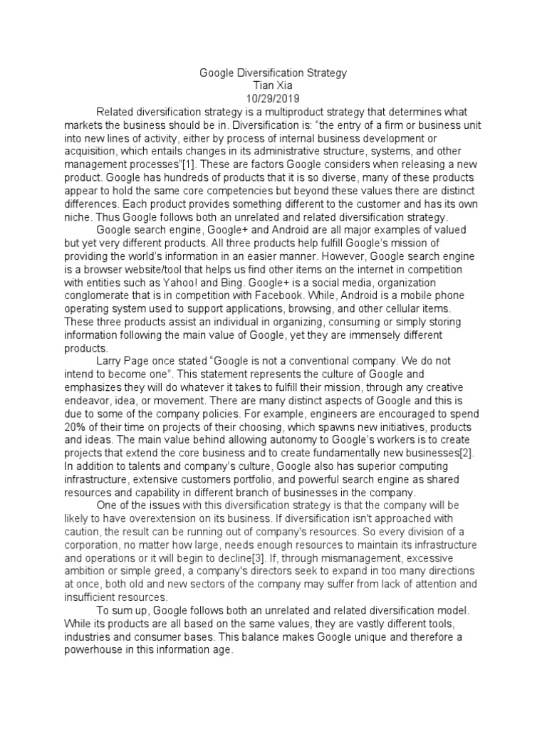 Google Diversification Strategy | PDF | Web Search Engine | Android (Operating System)