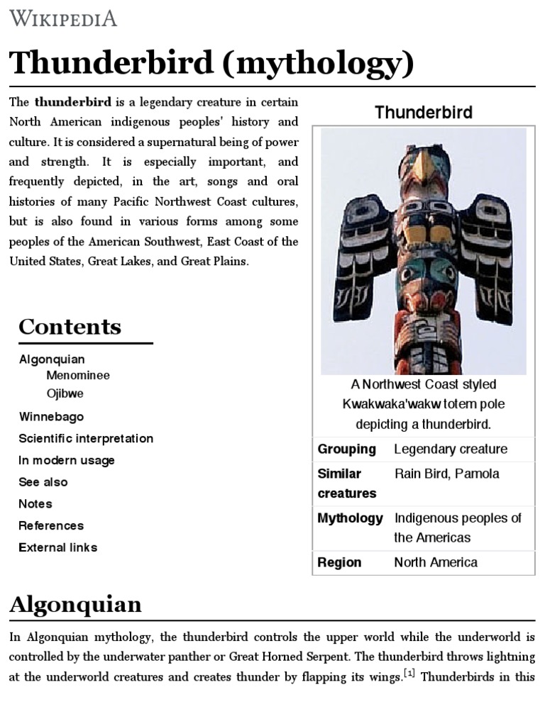 Thunderbird (Mythology) - Wikipedia | PDF | Indigenous Peoples Of The ...