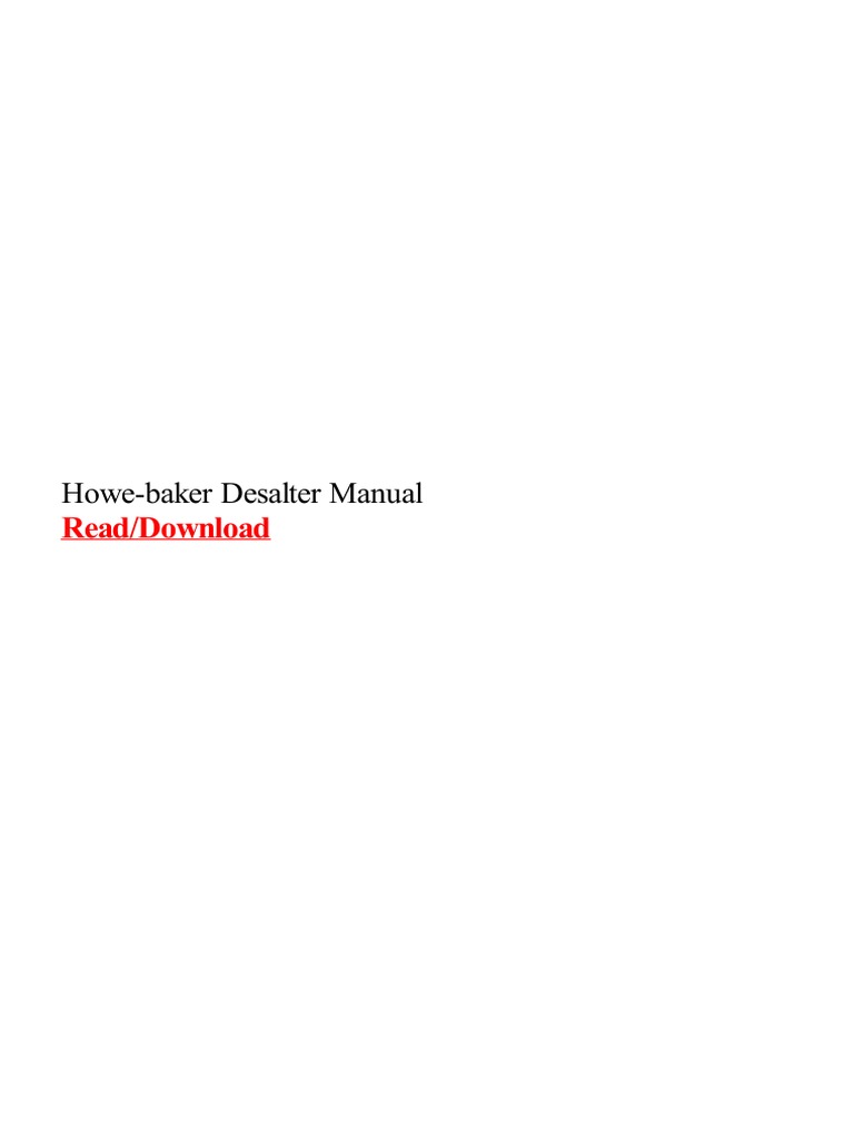 Howe Baker Desalter Manual PDF | PDF