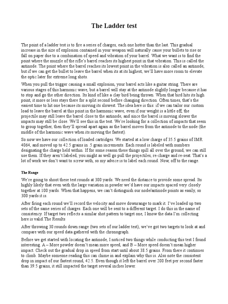Ladder Test 01 | PDF | Gun Barrel | Cartridge (Firearms)
