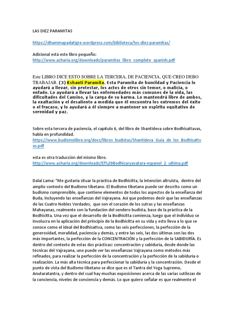 Las Diez Paramitas. Comentadas. | PDF | Vajrayana | Budismo tibetano