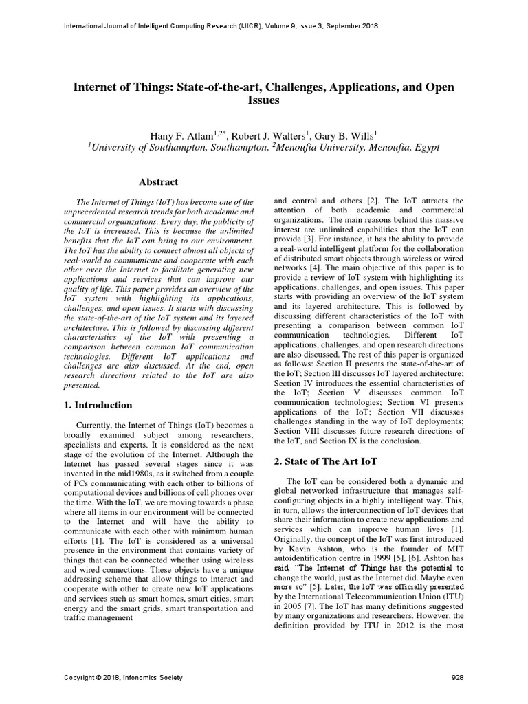 Applications and Open Issues | Download Free PDF | Internet Of Things | Computer Network