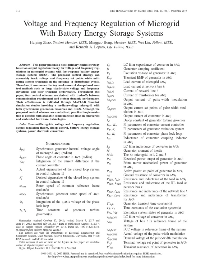 Voltage and Frequency Regulation of Microgrid With Battery Energy ...