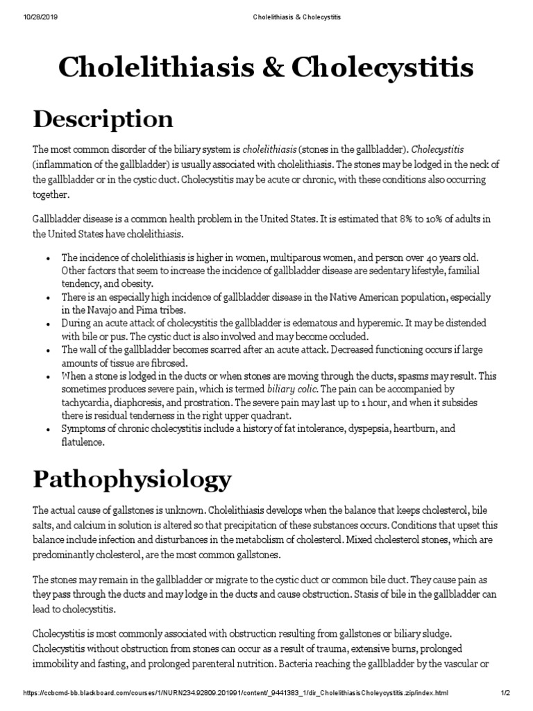 Cholelithiasis & Cholecystitis | PDF | Gallbladder | Bile