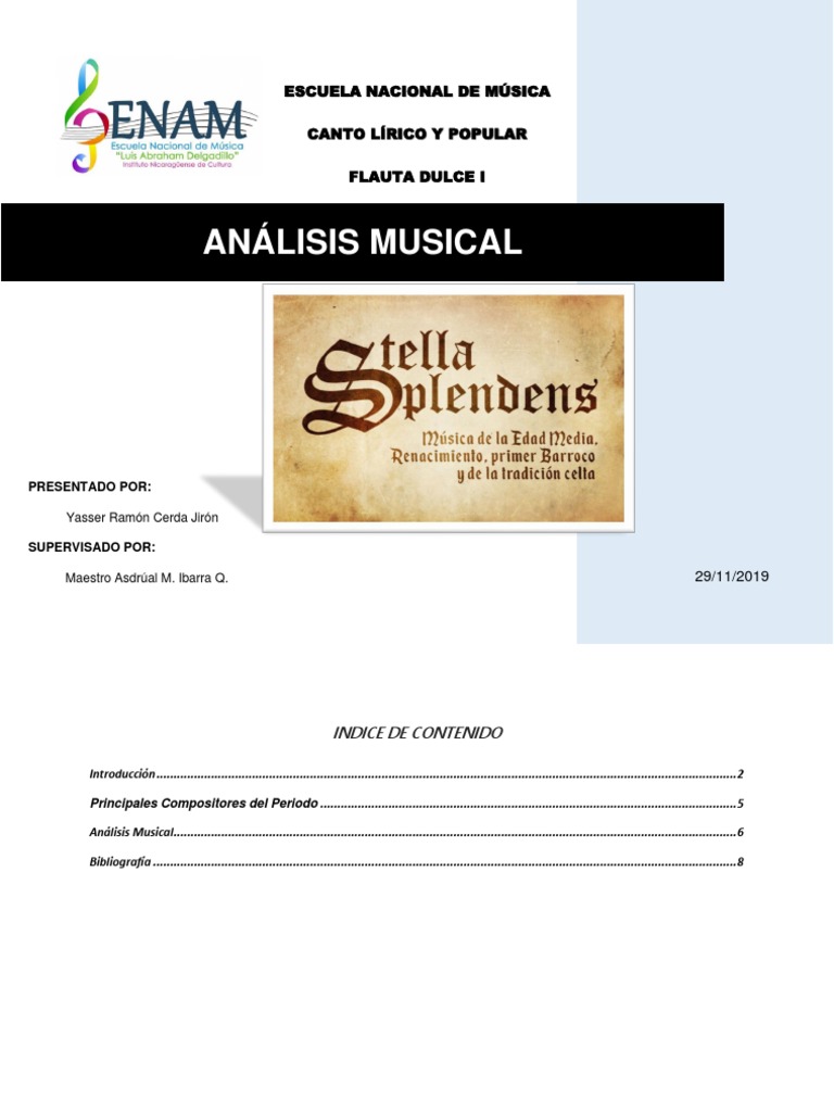 Análisis de Stella Splendens | PDF | Manuscrito | Musicología