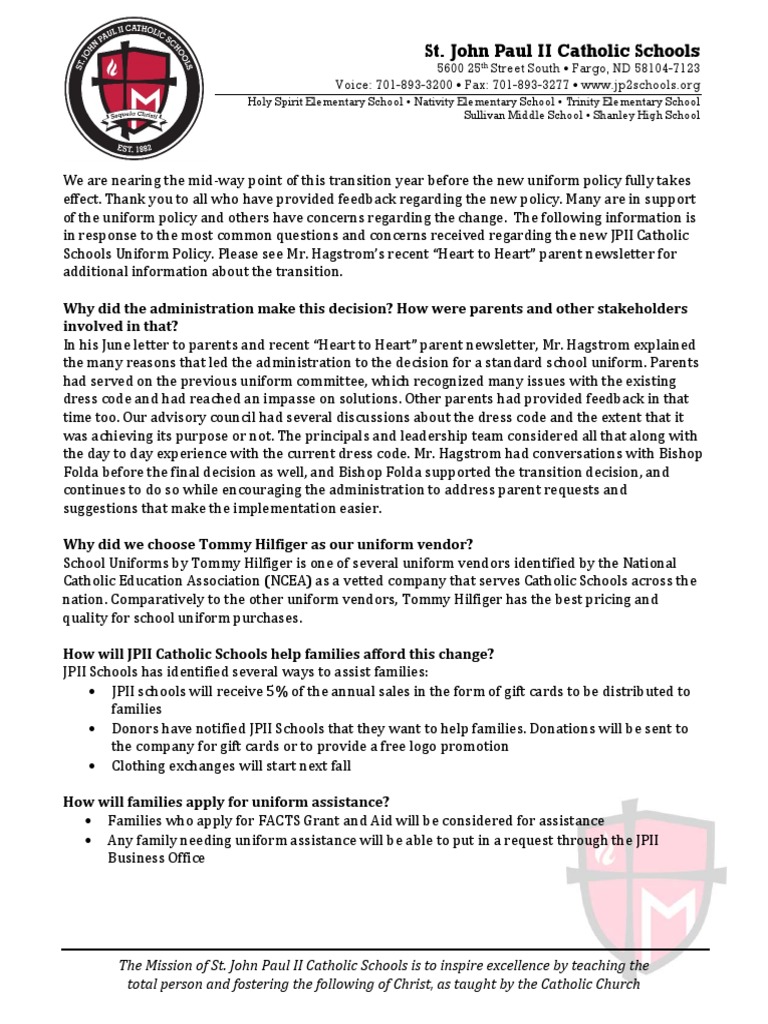 Frequently Asked Questions Regarding School Uniform Policy | Download ...