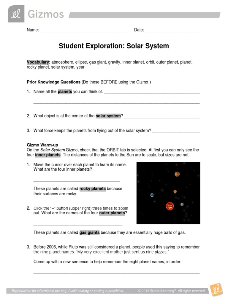 Solar System Student Guide | PDF | Orbit | Planets