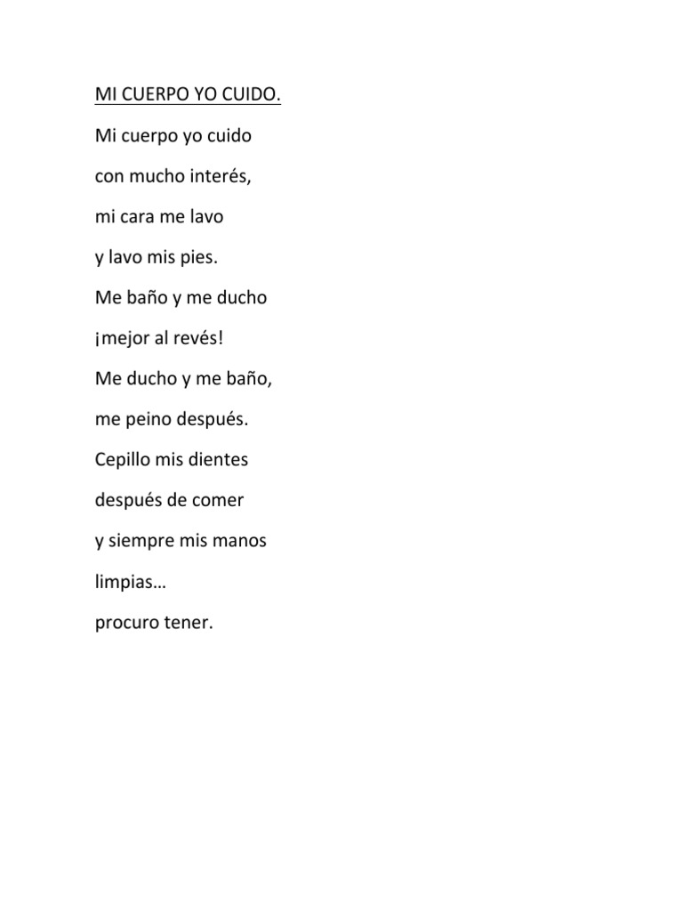 Poesía, Mi Cuerpo Yo Cuido | PDF