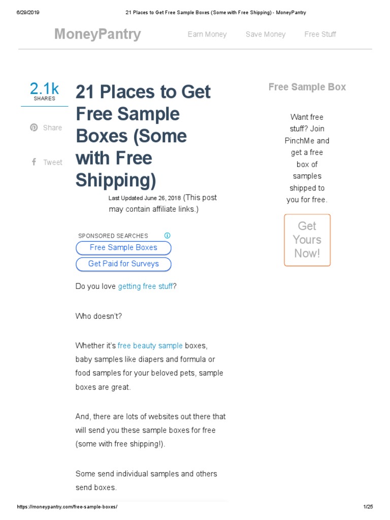 21 Places To Get Free Sample Boxes (Some With Free Shipping ...