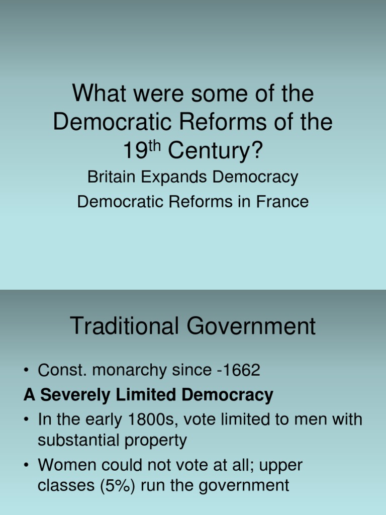 Democratic Reforms of The 19th Century England France | PDF