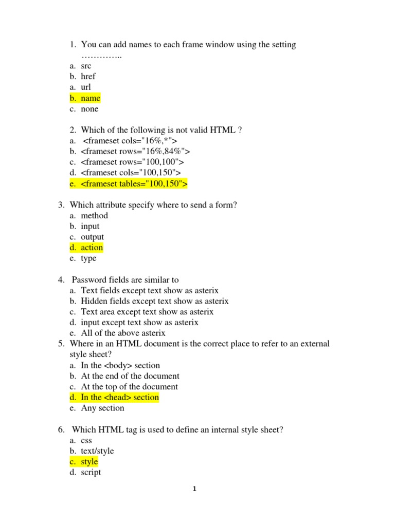 Web Development Past Question | PDF | Html Element | Html