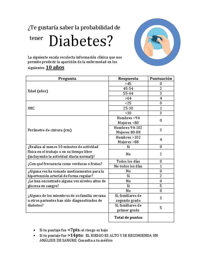 Test de Riesgo de Diabetes Findrisc | PDF | Diabetes | Salud pública